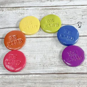 Stamp On Polymer Clay Kindness Tokens - Laura Kelly's Inklings