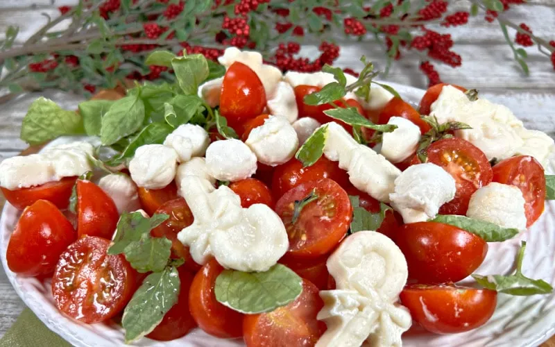 Mozzarella Shaped Christmas Caprese Salad - Laura Kelly's Inklings