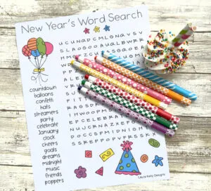 New Year's Eve Word Search Printable and Resolutions Too - Laura Kelly ...