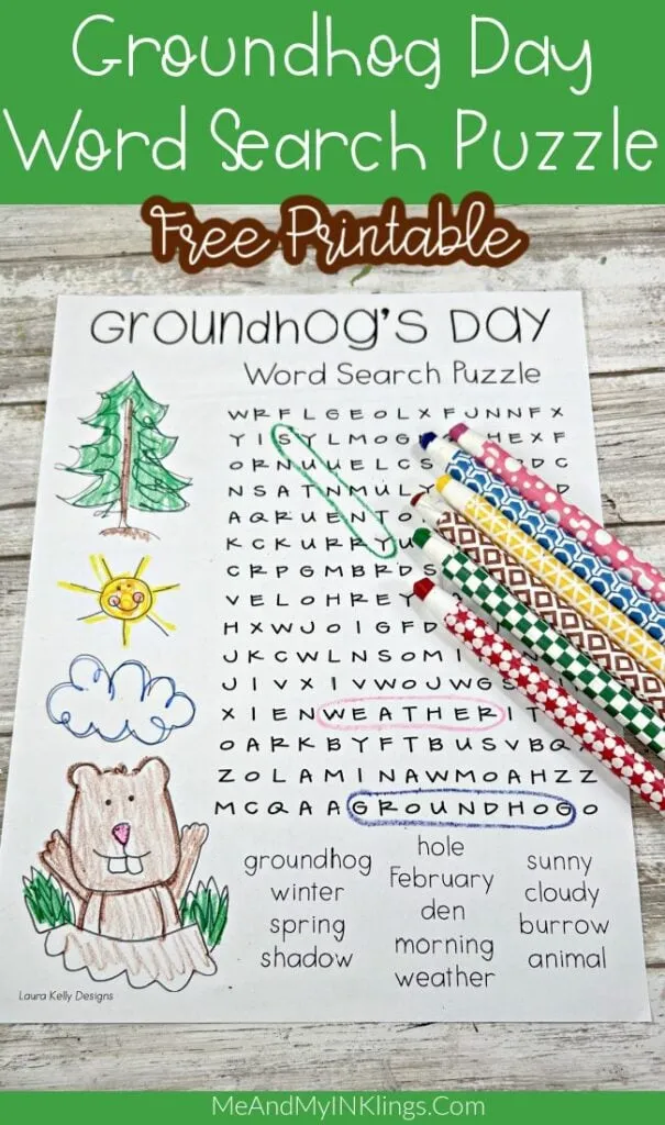 Groundhog Day Word Search Puzzle Free Printable - Laura Kelly's Inklings