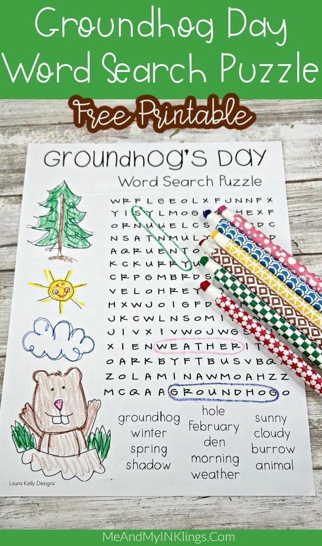 Groundhog Day Word Search Puzzle Free Printable - Laura Kelly's Inklings