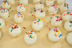No Bake Cake Ball Cookies with Sprinkles - Laura Kelly's Inklings