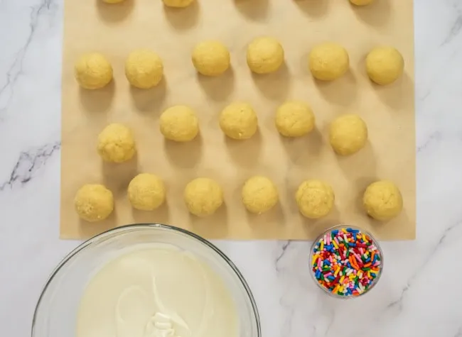 No Bake Cake Ball Cookies with Sprinkles - Laura Kelly's Inklings