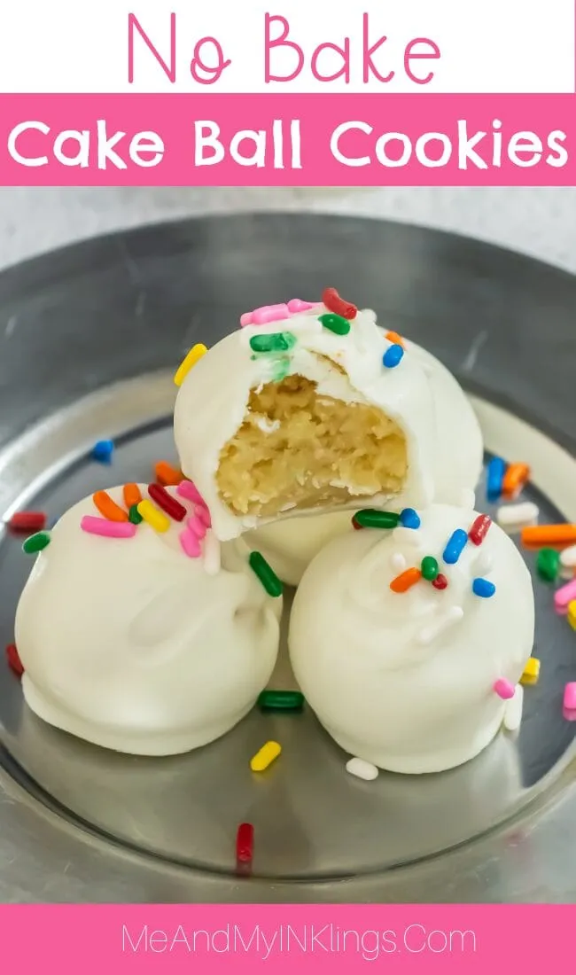 No Bake Cake Ball Cookies with Sprinkles - Laura Kelly's Inklings